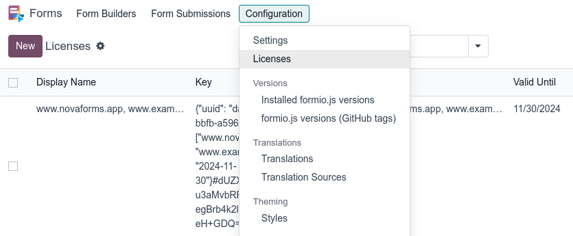 License Registration | Nova Forms app